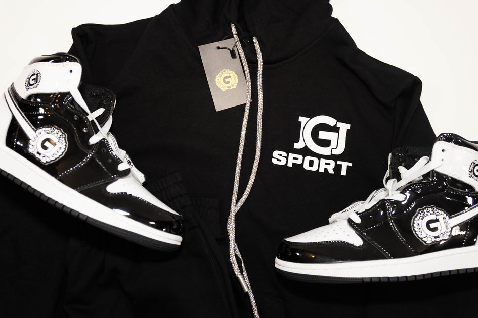 Women's Black and White Custom Bling Drawstrings Short Set – JGJ Custom ...